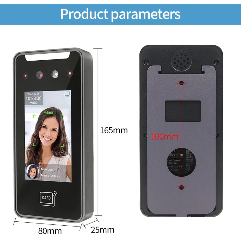 5000 User 4 Inch Touch Lcd 2MP Camera Biometric Face Recognition Wifi Access Control Employee ...