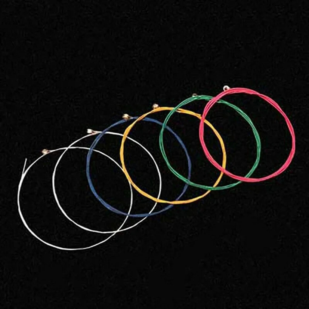 Set of 6 Rainbow Colored Acoustic Guitar Strings, E-A, for Folk and ...