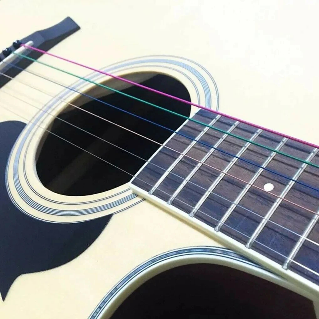 Set of 6 Rainbow Colored Acoustic Guitar Strings, E-A, for Folk and ...