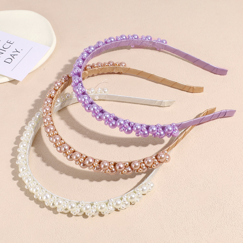Women's handmade twisted pearl hair bands Out and about versatile hair ...