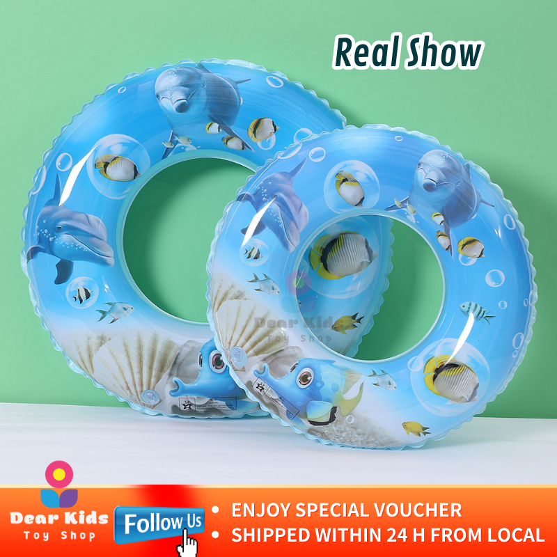 Thicken Cartoon Swimming Rings Inflatable Floater Blue Dolphin ...