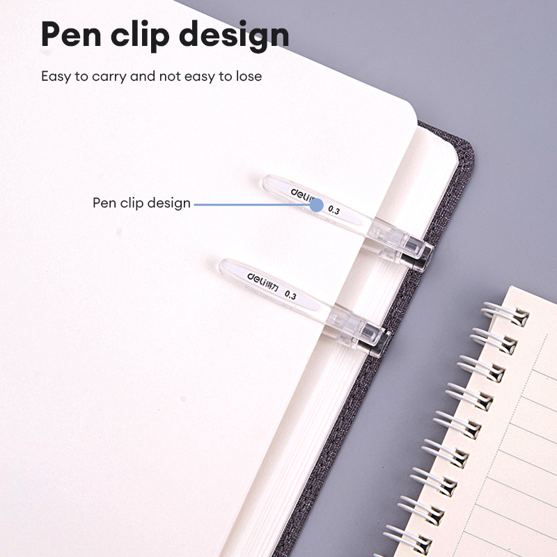 Deli 12PCS Gel Pen 0.3mm Black Ink Mini Tip Refill Ballpen School ...