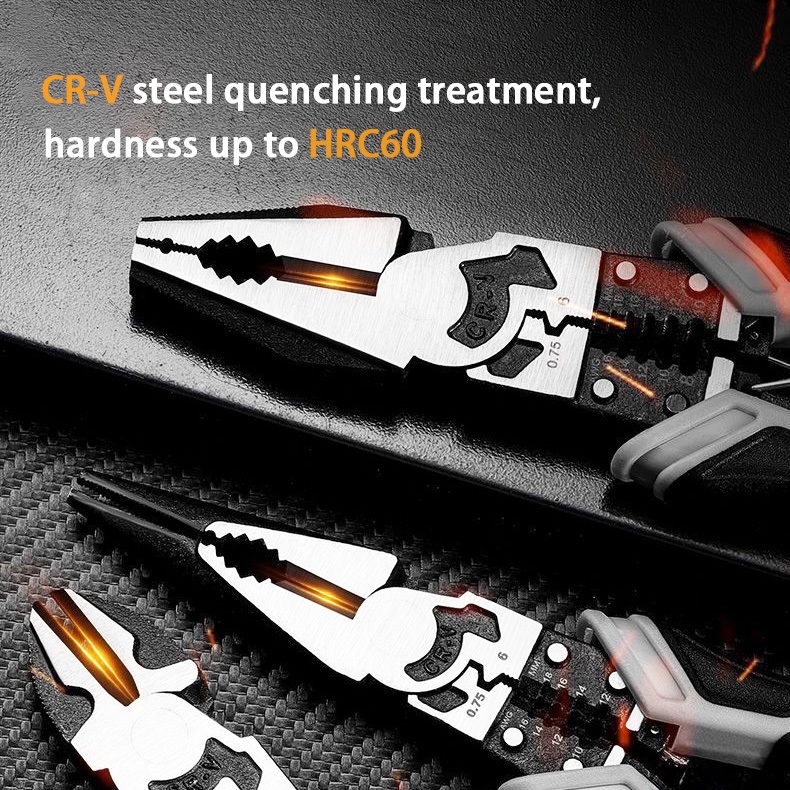 Electrician Pliers 9 in1 Industrial Grade Multi-function Wire Stripper ...