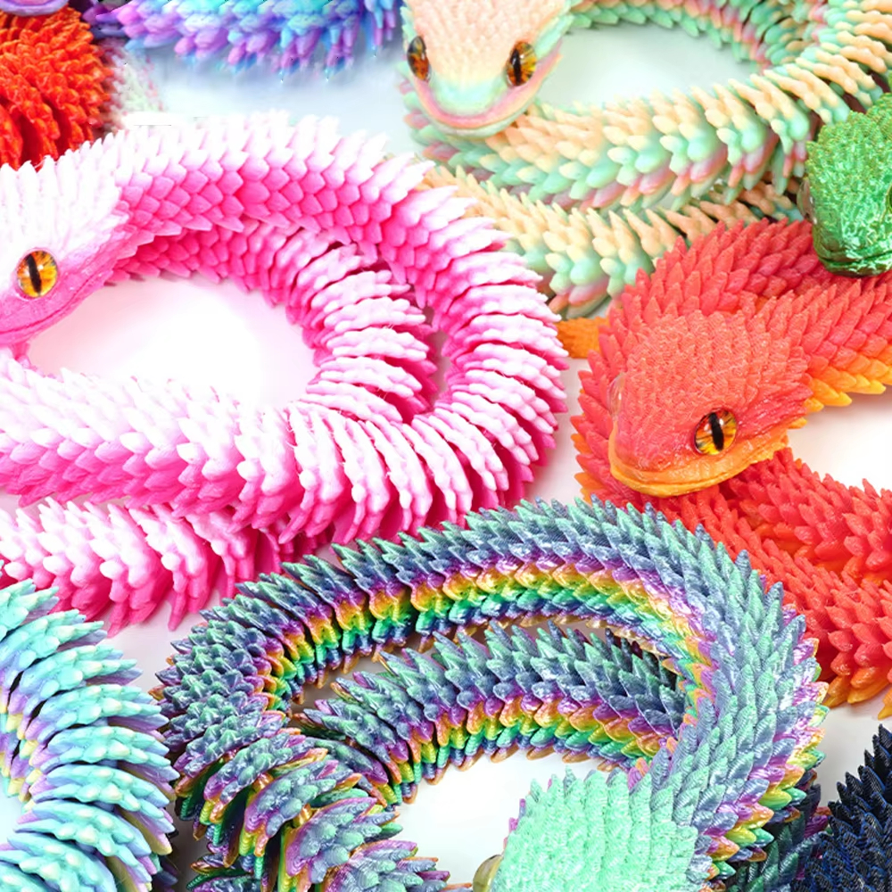 3D Printed Snake Luminous Movable Joint Simulation Snake Figurine ...