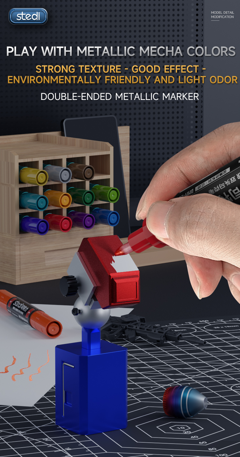 Stedi Double-Headed Metallic Marker Model Coloring Tool Self-Leveling ...