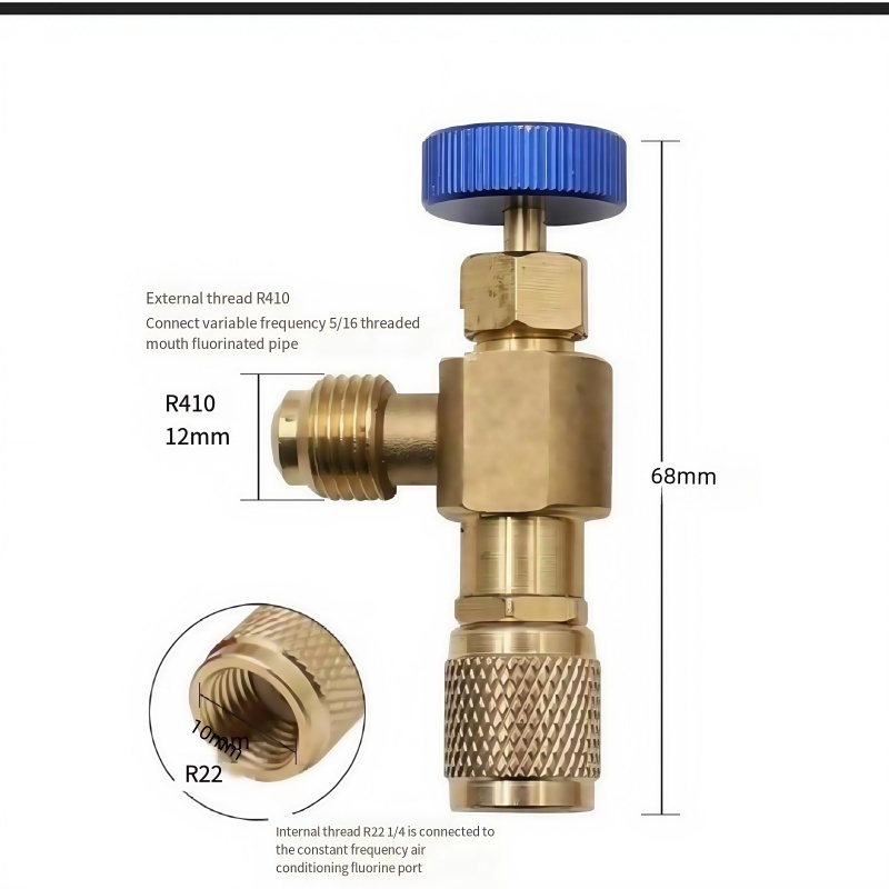Safety Valve Adapter R410 R22 Brass Refrigerant Control Valve Air Conditioning Plus Fluoride ...