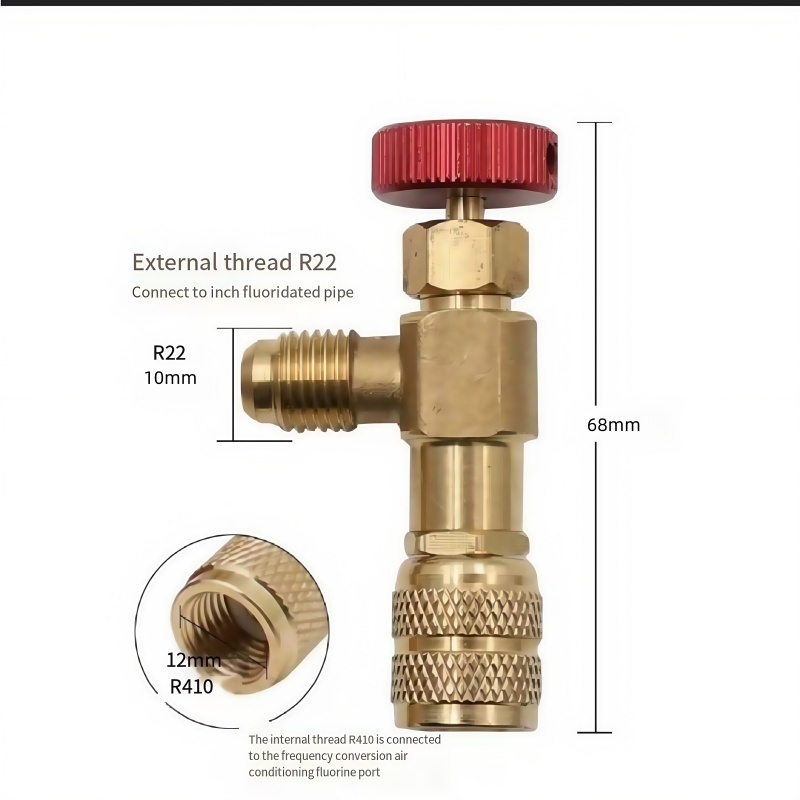 Safety Valve Adapter R410 R22 Brass Refrigerant Control Valve Air Conditioning Plus Fluoride ...