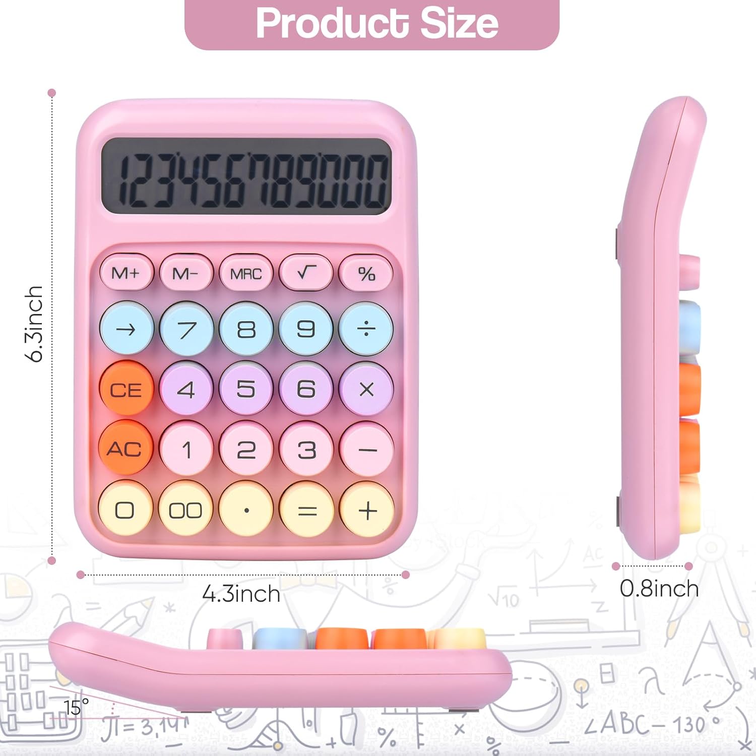 A 12-digit calculator, large screen number, dotted for schools and the ...