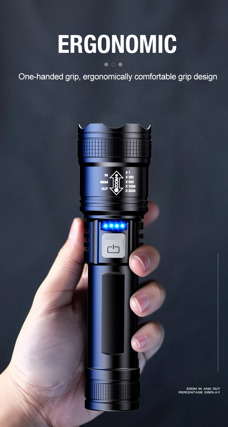 Cree XHP50 Zoomable USB Rechargeable Flashlight, Super Bright Camping ...