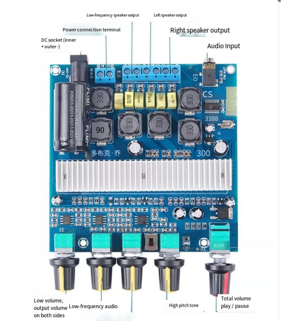 TPA3116D2Bluetooth5.0 Digital Amplifier Board2.1Channel50W*2+100W High Power Super Dynamic Bass ...
