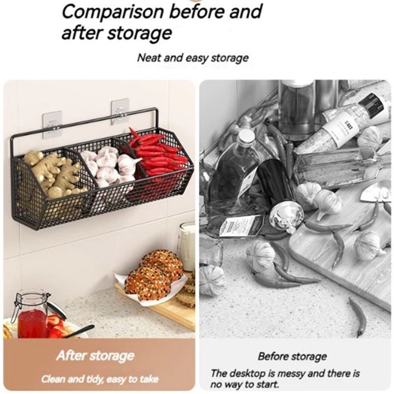 TIDY Kitchen Organizer Rack Wall Mounted Spice Storage Holder Fruit ...
