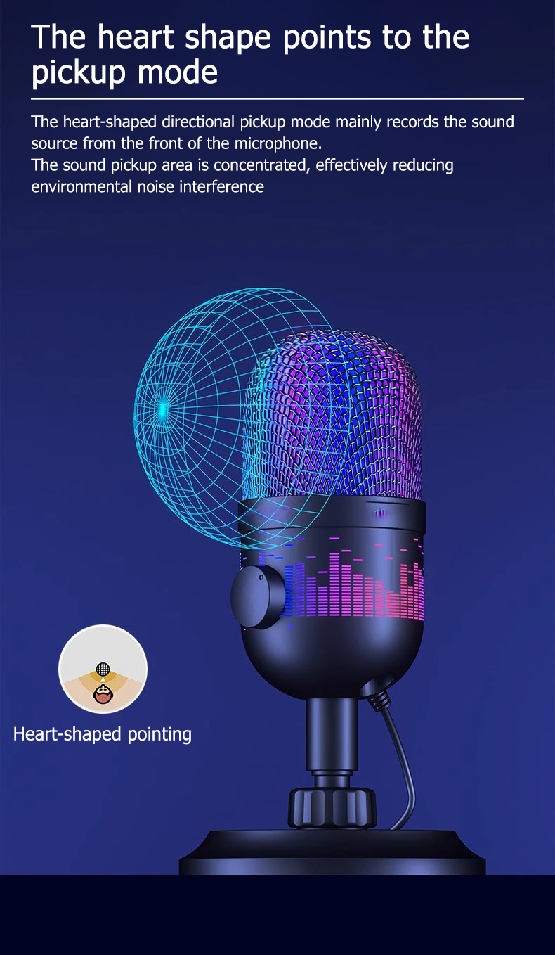 DEG AK-1i Mini Color RGB Microphone USB Capacitor Wired Gaming Mic for ...