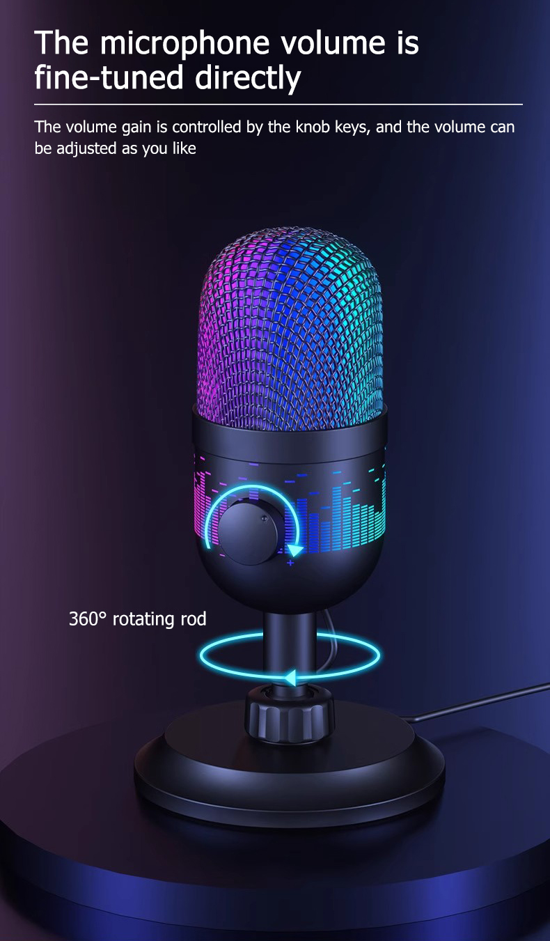 DEG AK-1i Mini Color RGB Microphone USB Capacitor Wired Gaming Mic for ...