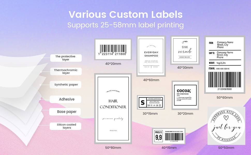 VOZY BQ1 Label Printer Portable Bluetooth Smart Label Inkless Label ...