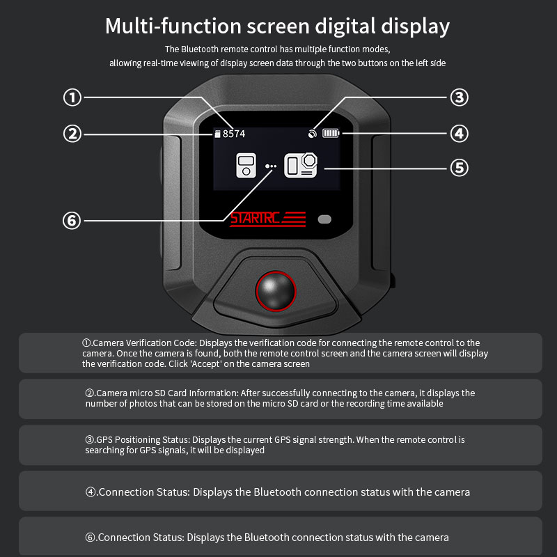 GPS Bluetooth Remote Control for DJI Osmo Action 5 Pro/Action 4 ...