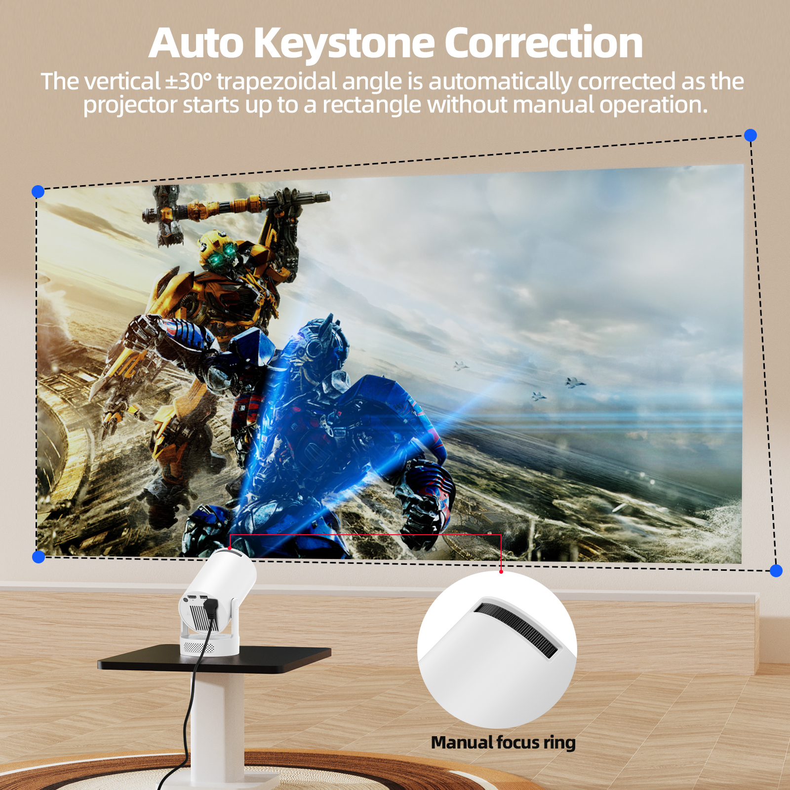GOOJODOQ Portable Projector With Bluetooth 4K 720P Speaker HDMI 180 ...