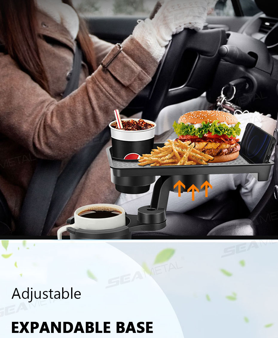 SEAMETAL Car Cup Holder Tray Expander 360° Rotatable Adjustable with ...