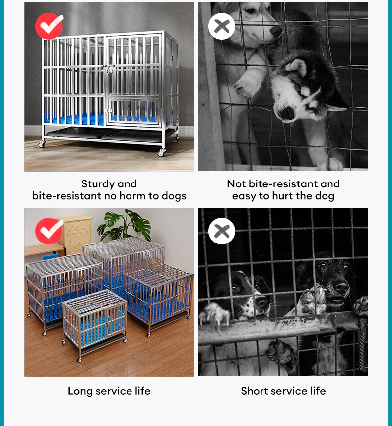 【Free Gift】Thickened stainless steel dog cage, heavy duty pet cage ...