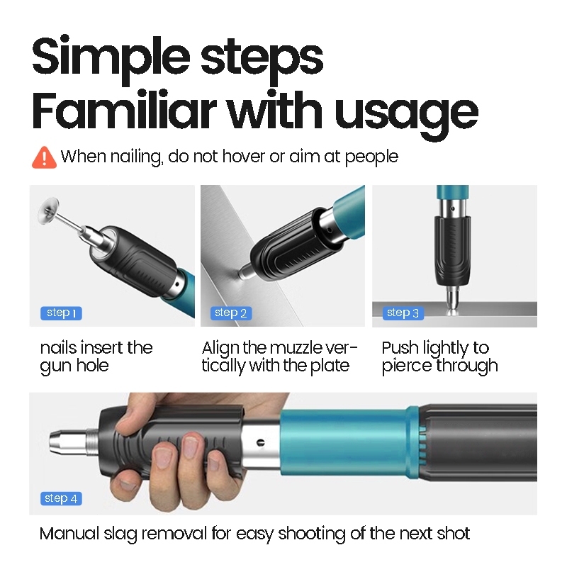 【COD】Nail gun nail gunner heavy duty neil gun rivet bullet cordless ...