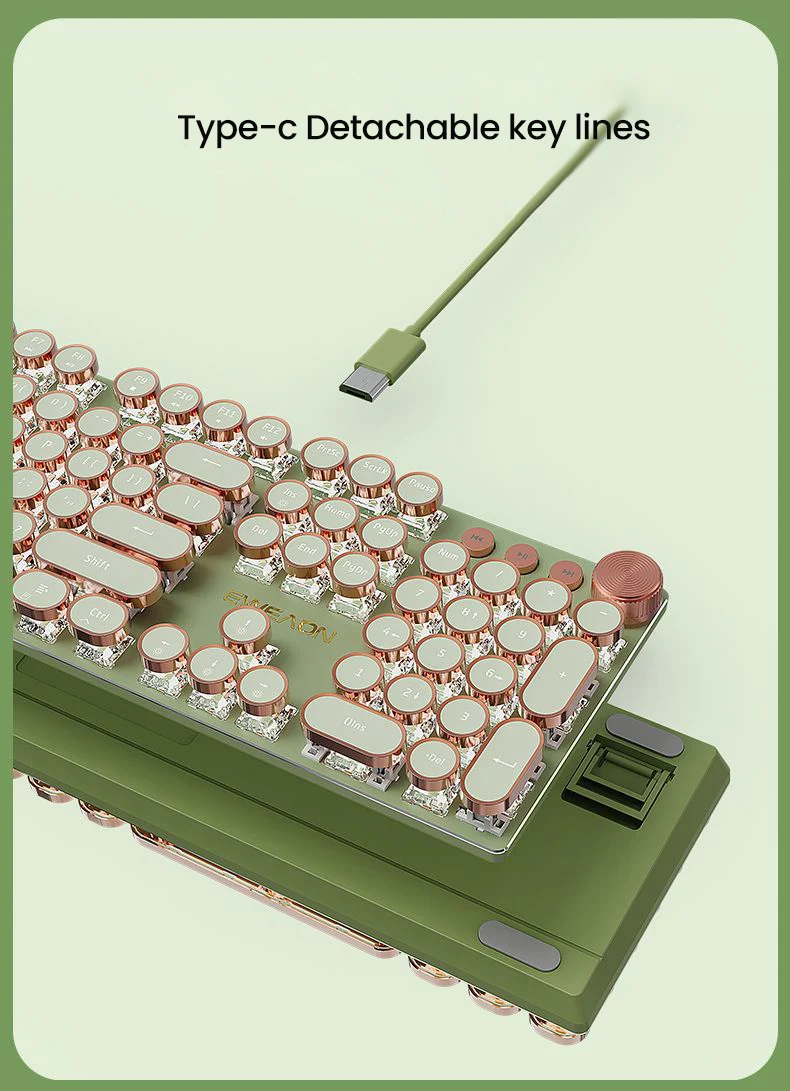 104 Keys Wired Mechanical Keyboard Circular Punk Keycap 19 Cool ...