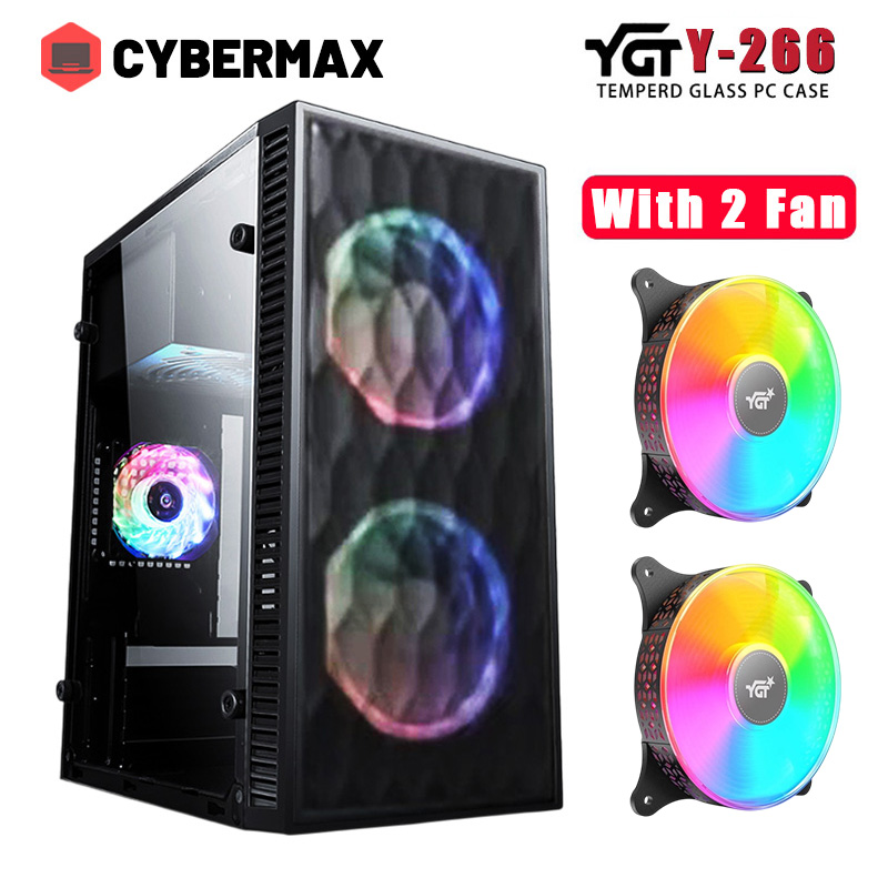 YGT Y-266 PC Case With 2 RGB Fans Tempered Glass ITX/Micro ATX Case ...