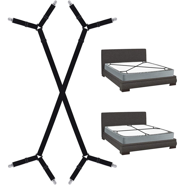 4pcs Bed Sheet Clips Adjustable Nonslip elastic sheet straps Mattress ...