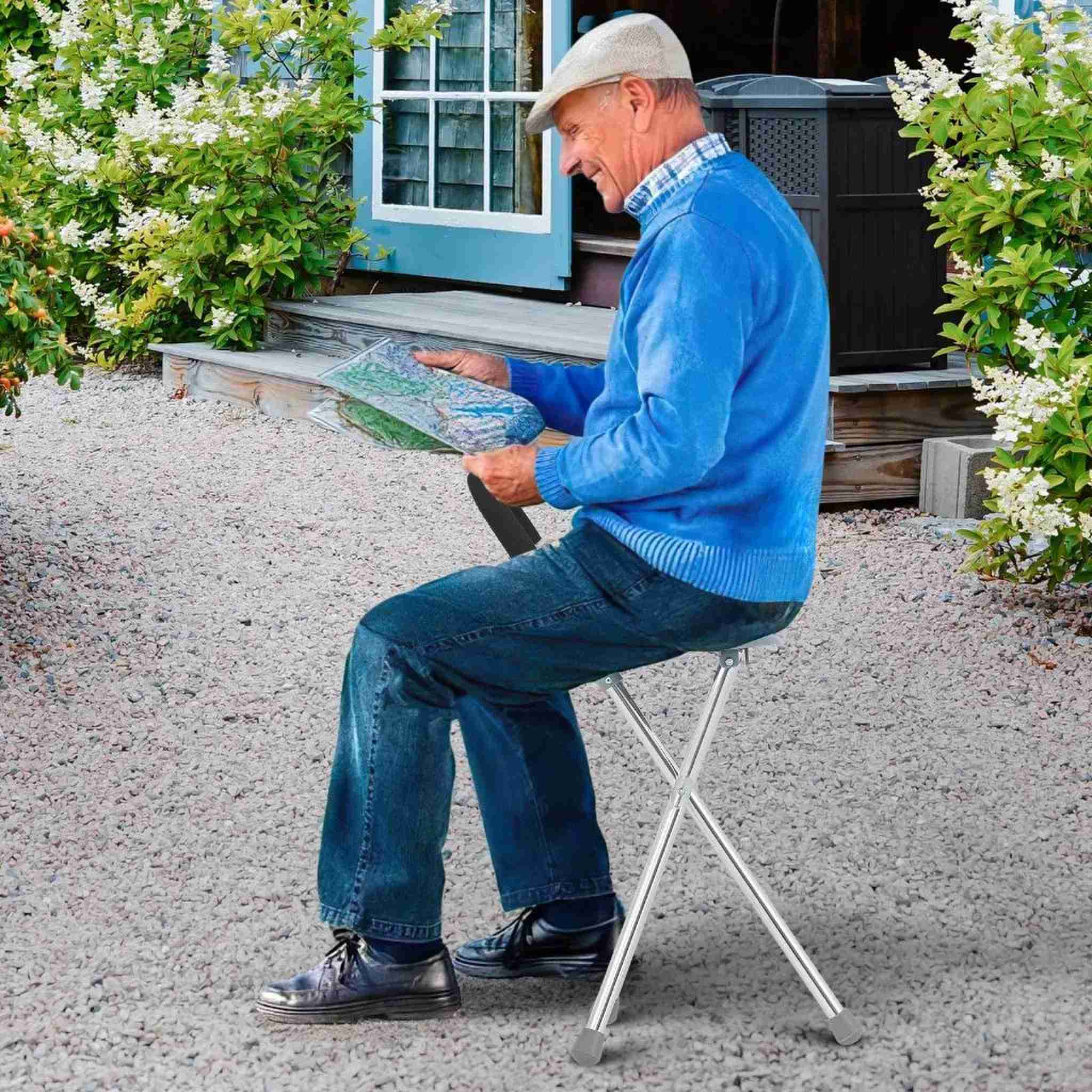 【Fast delivery】Adjustable Quad Cane with Chair for Senior Original Cane ...