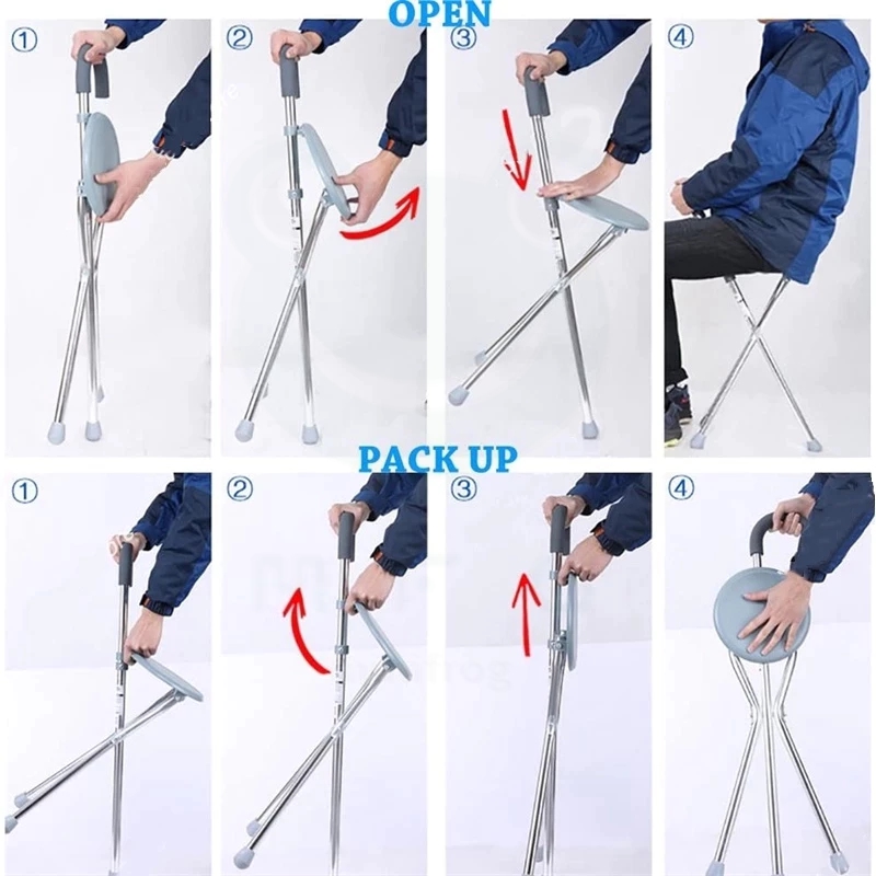 [COD] Senior Quad Cane with Adjustable Height Foldable Cane Chair for ...