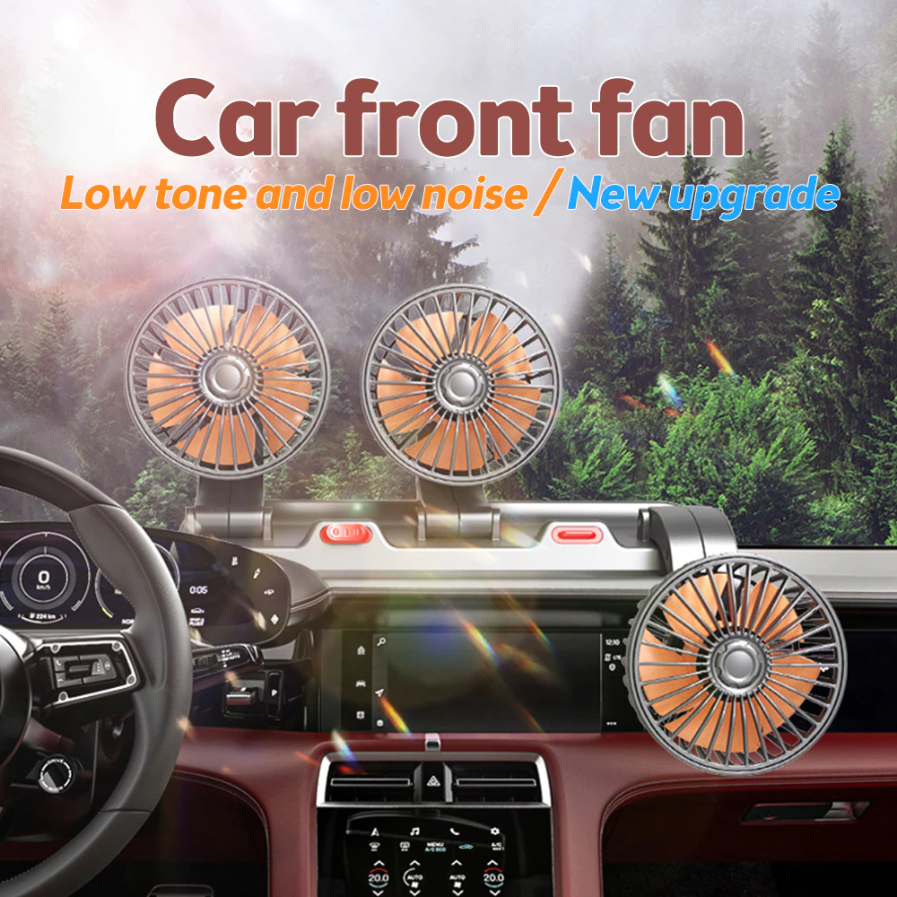 SOARFLY Car Fan 12v/24v Electric Three Head Automotive Fan 360 ...