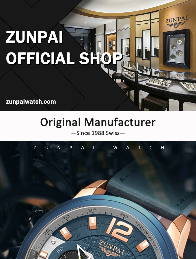 ZUNPAI Watch for Men Original Waterproof Leather Strap Business Quartz ...