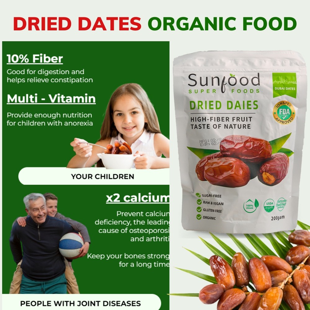【BUY 1 TAKE 1】Date Palm Dried Dates by Sunfood Pure Dried Dates Fruits ...