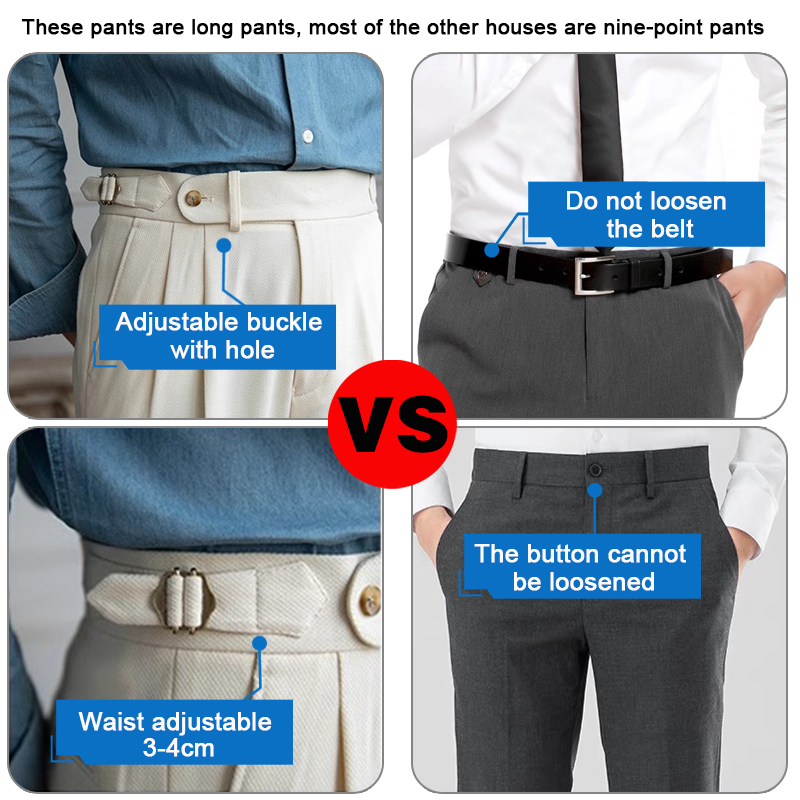 NHYGSV Men's Suit Pants Adjustable Waist Wrinkle-Resistant Fabric Black ...