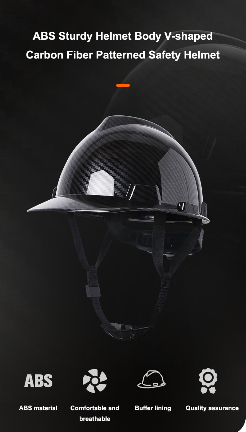 Carbon fiber patterned helmet construction site ABS black safety helmet ...
