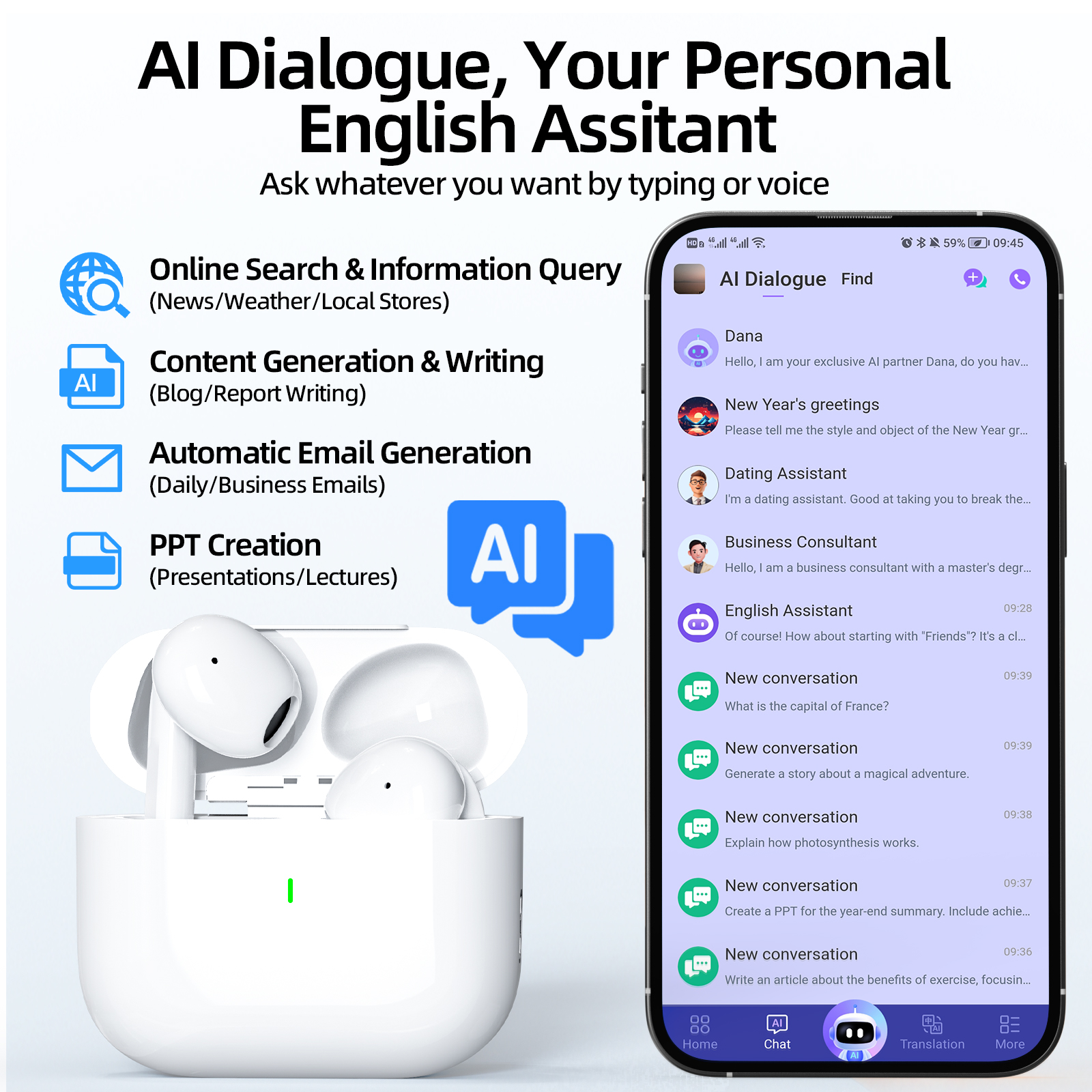 Goojodoq AI Wireless Earphone Bluetooth Earpods for iPhone Android ...