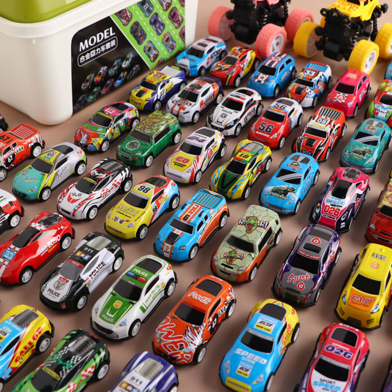 50Pcs Mini Toy Car Alloy Pull Back Vehicles Model Car with storage box ...