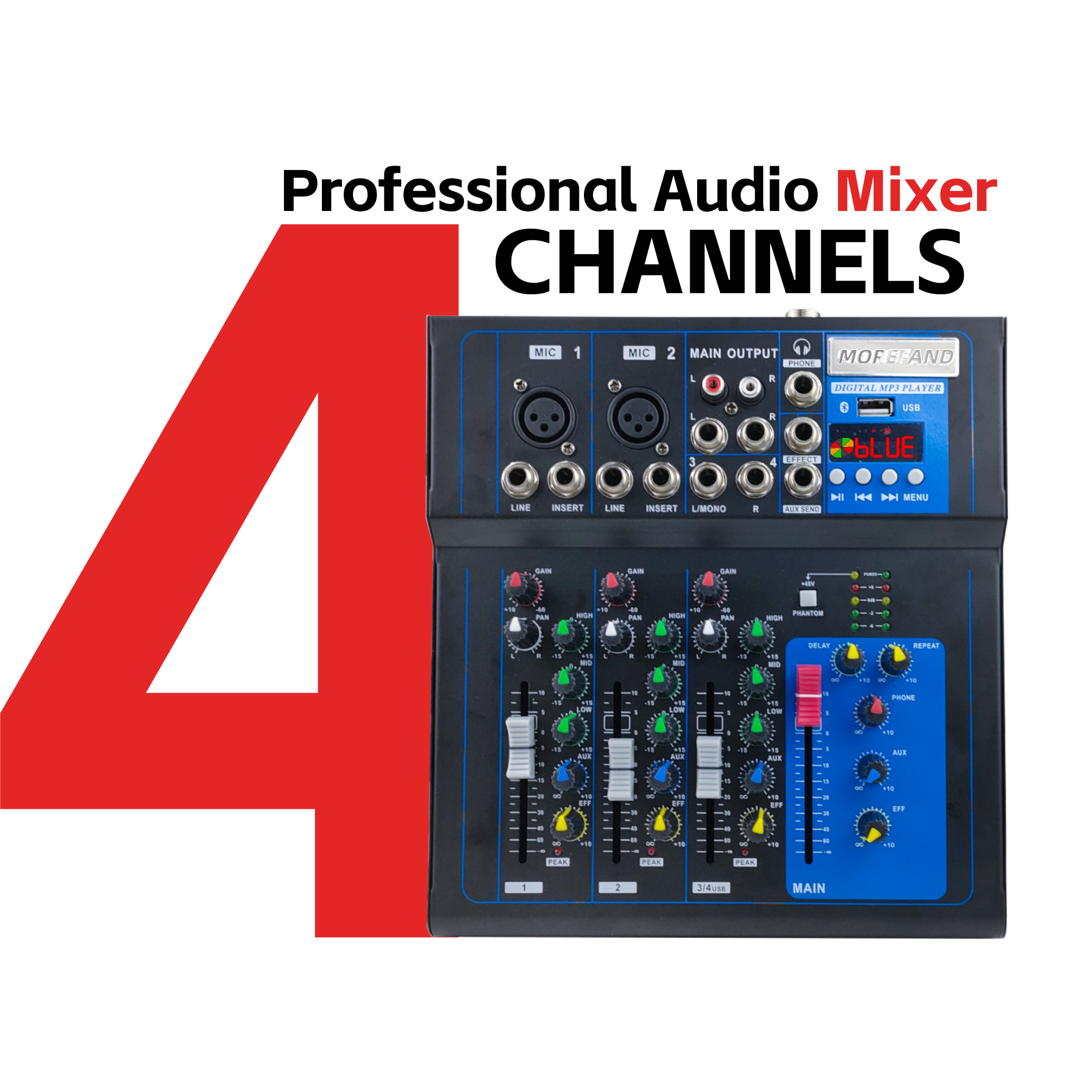 MIXER/ F4/F7 4/7Channel Professional Mixer MP3 player with USB port Bluetooth amplifier mixer ...