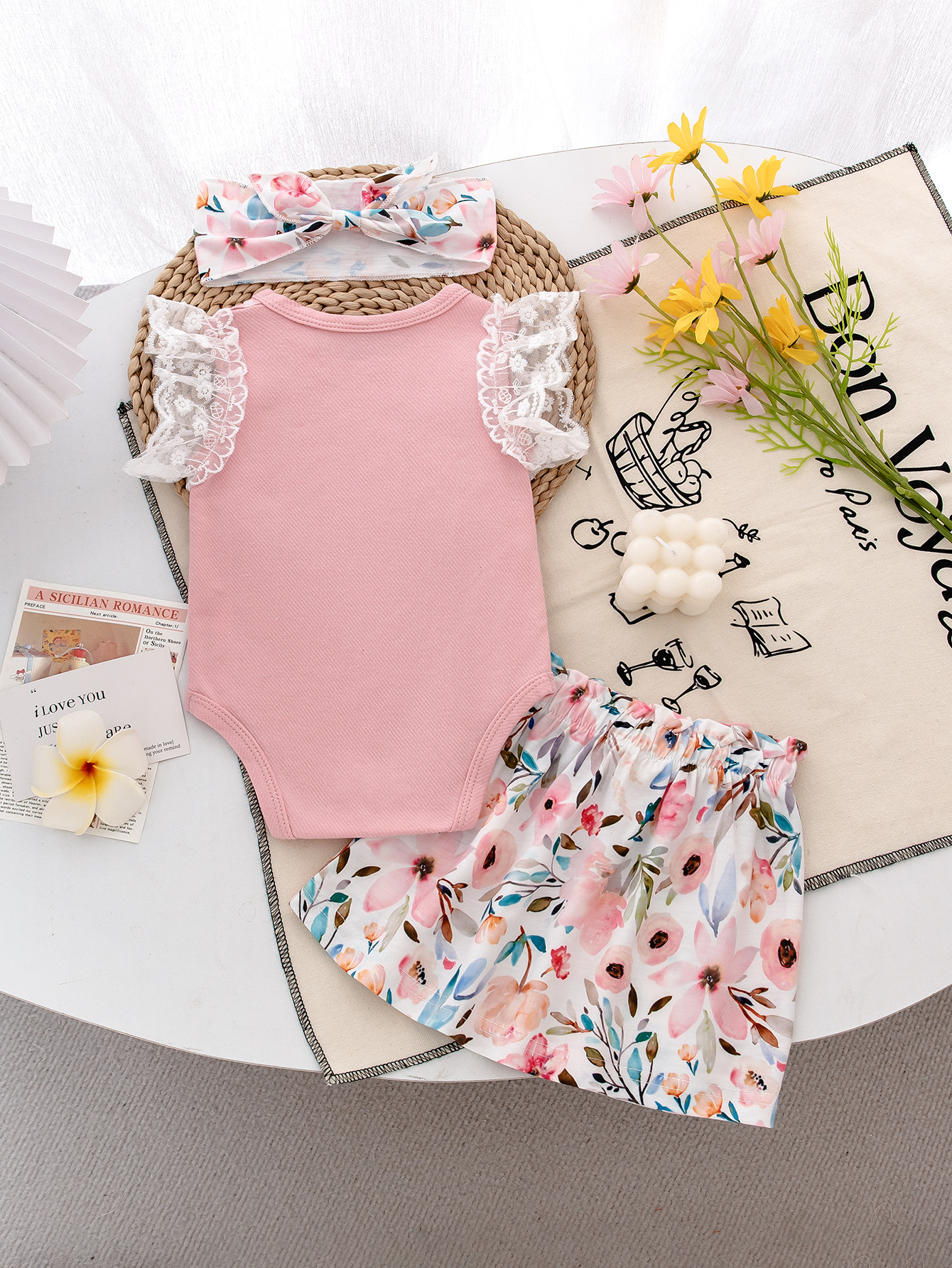 0-18 Months Newborn Baby Suit Sleeveless Lace One-Piece Romper Floral ...