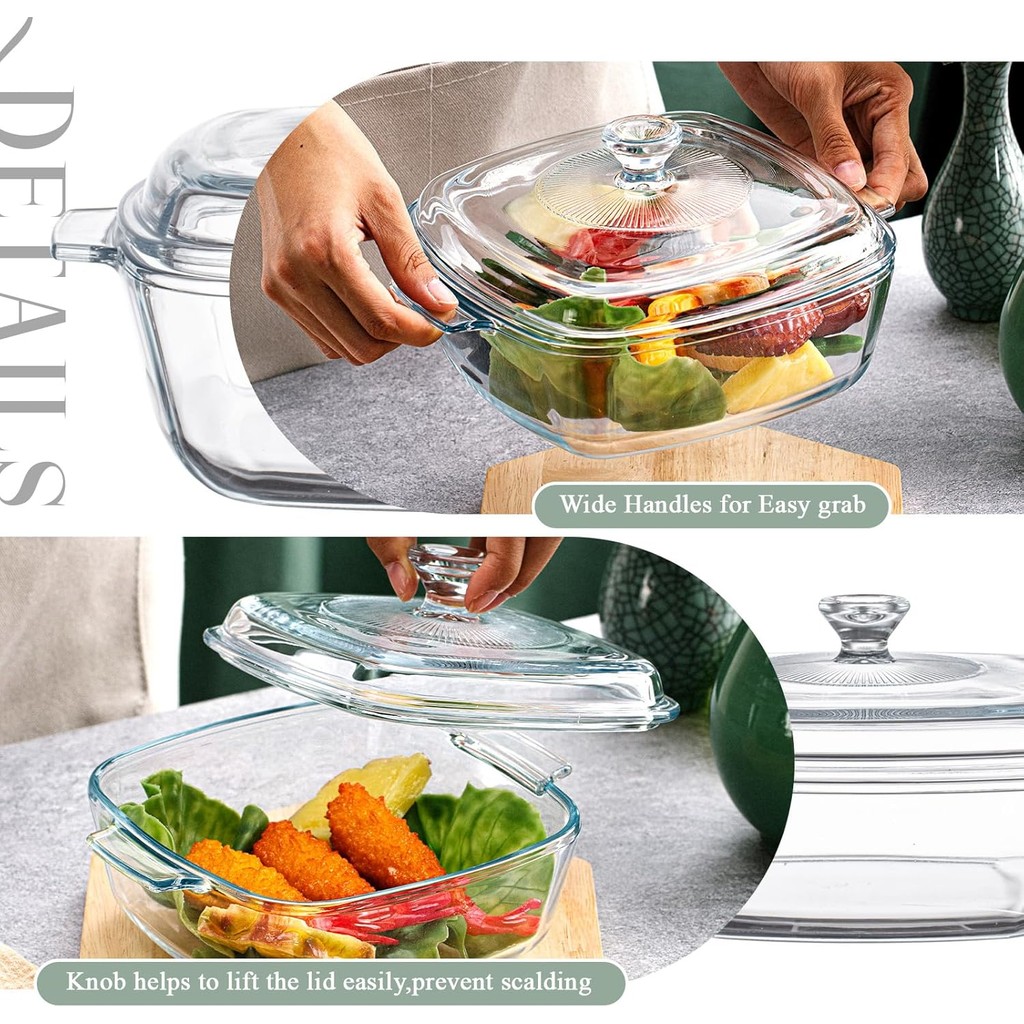 STARLIGHT Microwaveable Square Tempered Bakeware Glass Transparent with ...