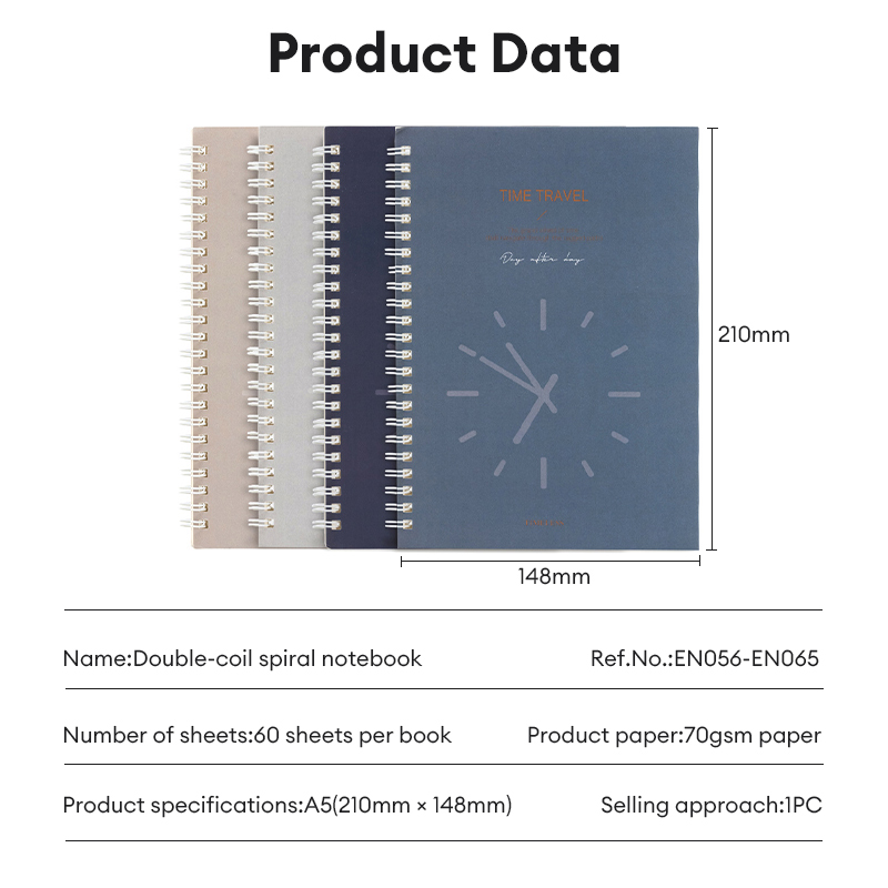 Deli 5PCS Thick A5 Spiral Notebook 60 Sheets Student Line Hardbound ...