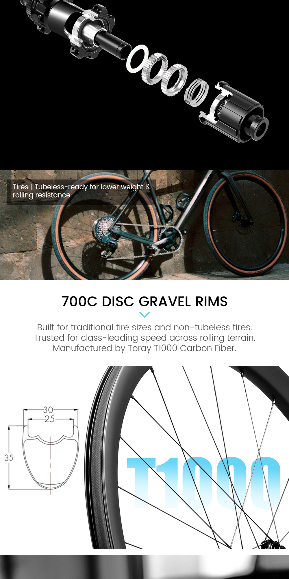 LEXON RYET GRAVEL Carbon Wheelsets Disc Brake Ratchet Hub Tubeless ...