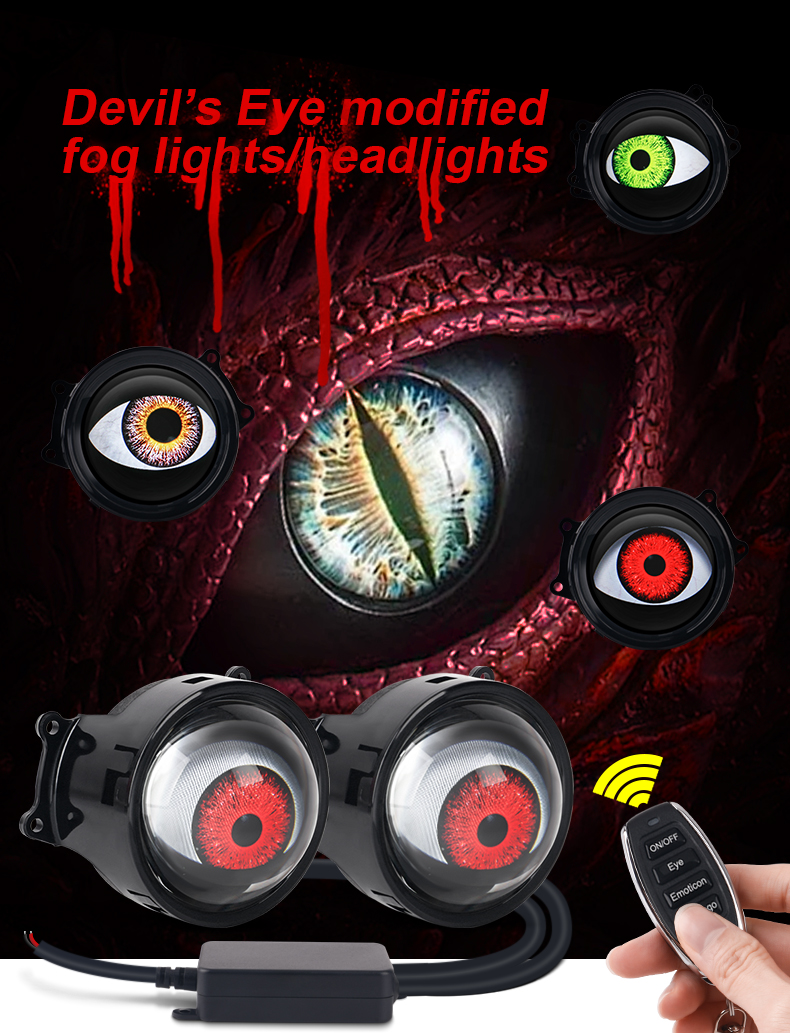3 Inch Car Devil Eyes Lens Lights 33 Models 12-36V Moto Demon Eye ...