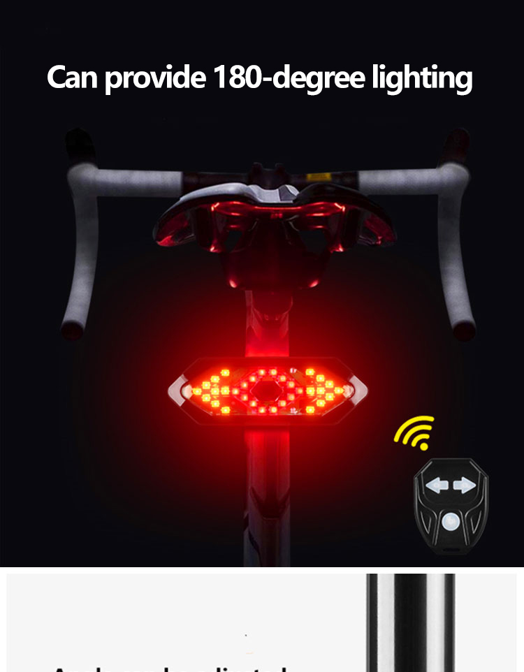 Bicycle Taillight with Remote Control, 5 Light Modes, Built-in Horn, Rechargeable Safety Warning ...