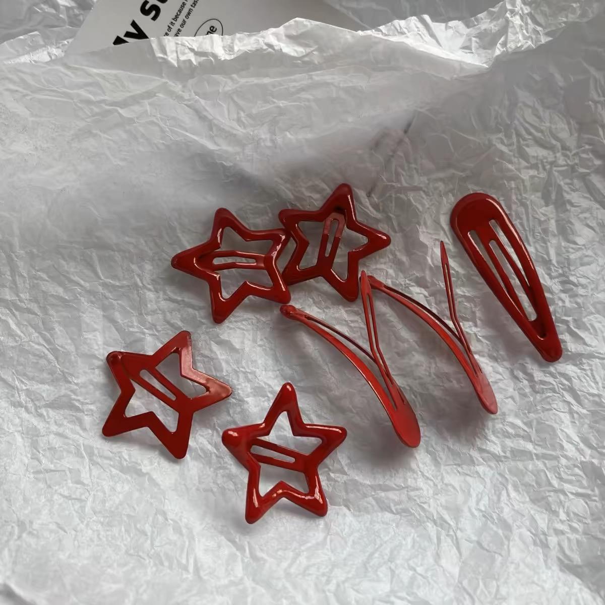 Lucky Red Star Hair Clips - 5-Point Baby Pins for Girls, Princess Side ...