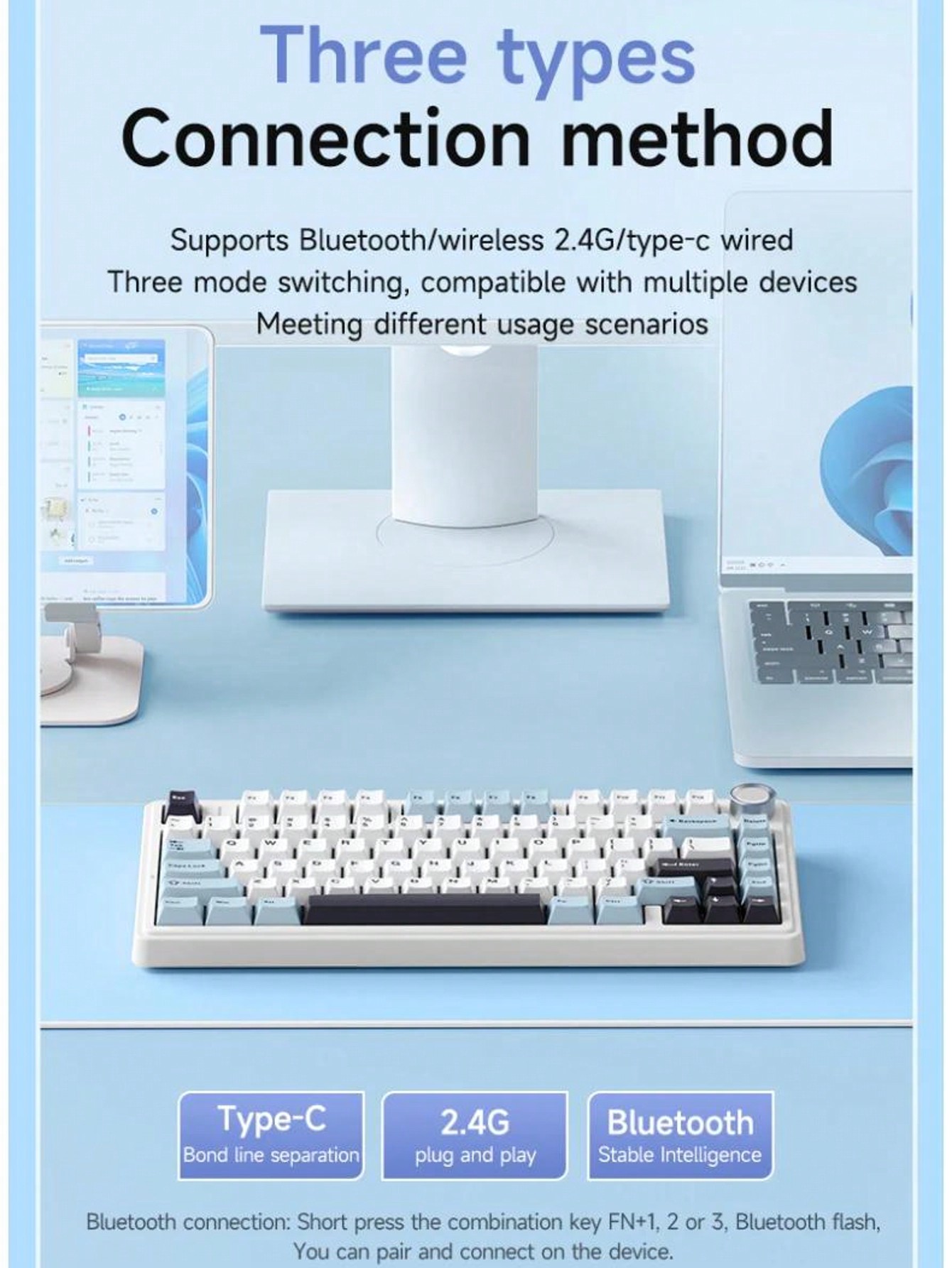 AULA F75 Gaming Keyboard Bluetooth 2.4G Wireless Wired Three Mode Mechanical for PC Laptop PBT ...