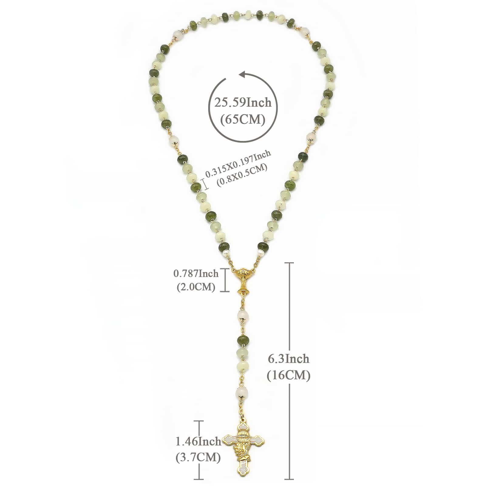 Catholic Necklace-Rose Rosary-Green Gradient Chalcedony-Sage-5x8mm ...