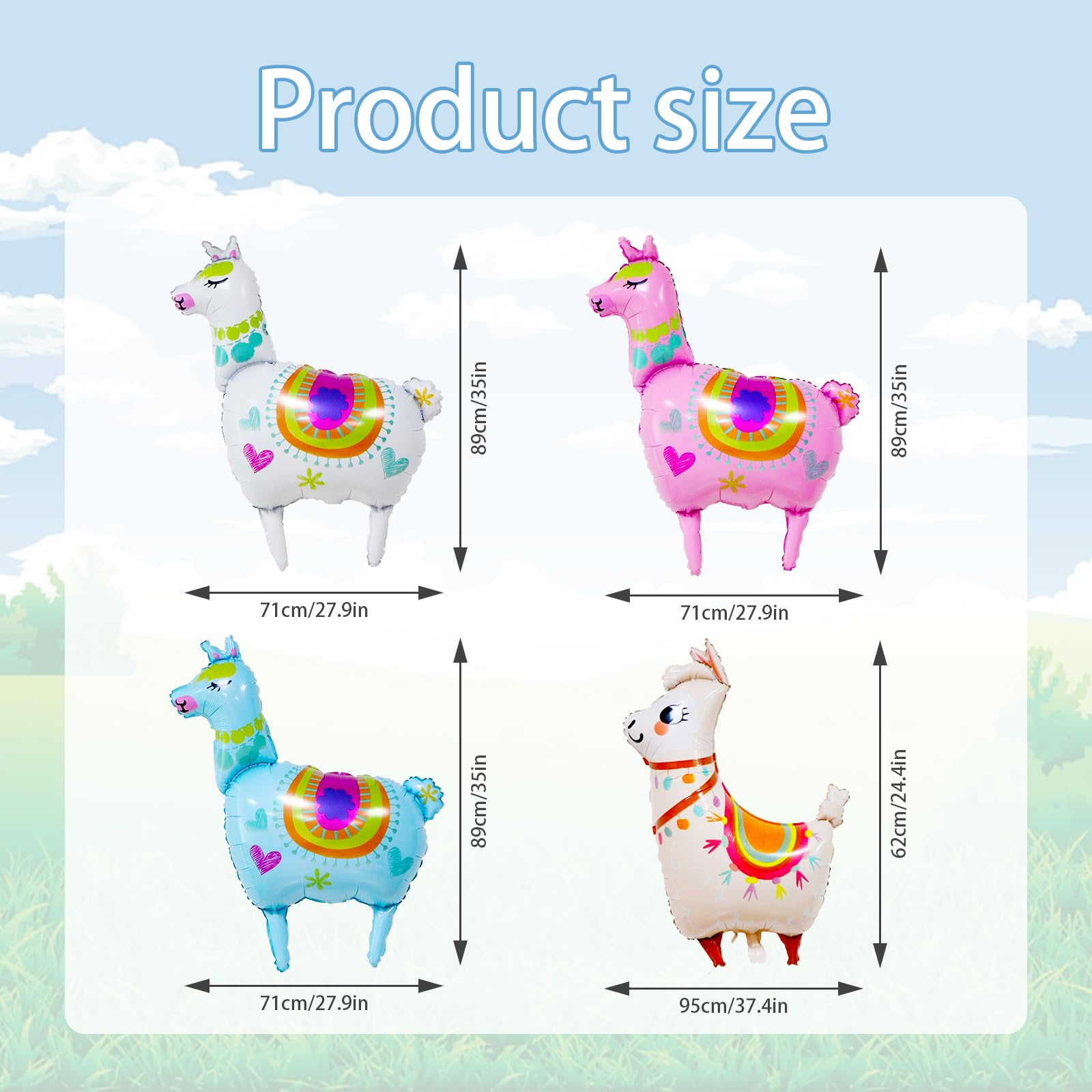 4 Pcs Alpaca Llama Decorations Balloons Colorful Llama Birthday ...