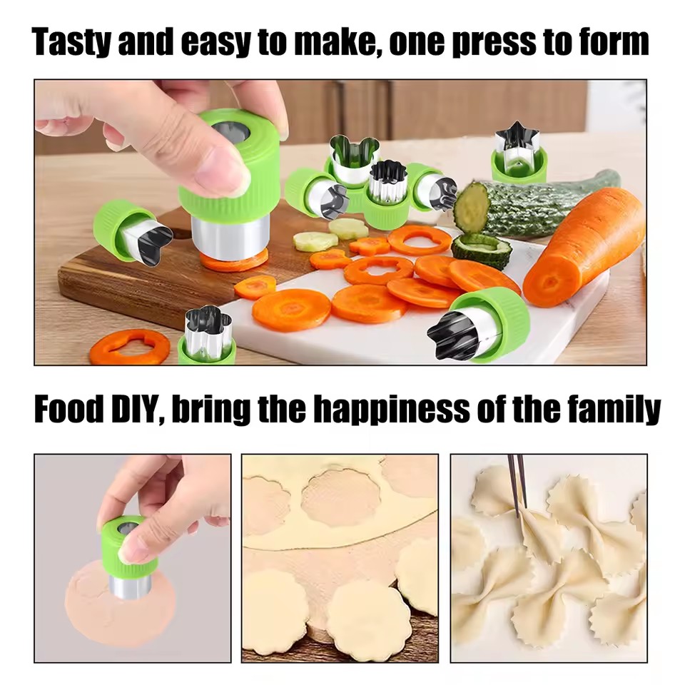 6/9/15PCS Vegetable and Fruit Cutter Set, Mini Biscuit Cutters, Kids ...