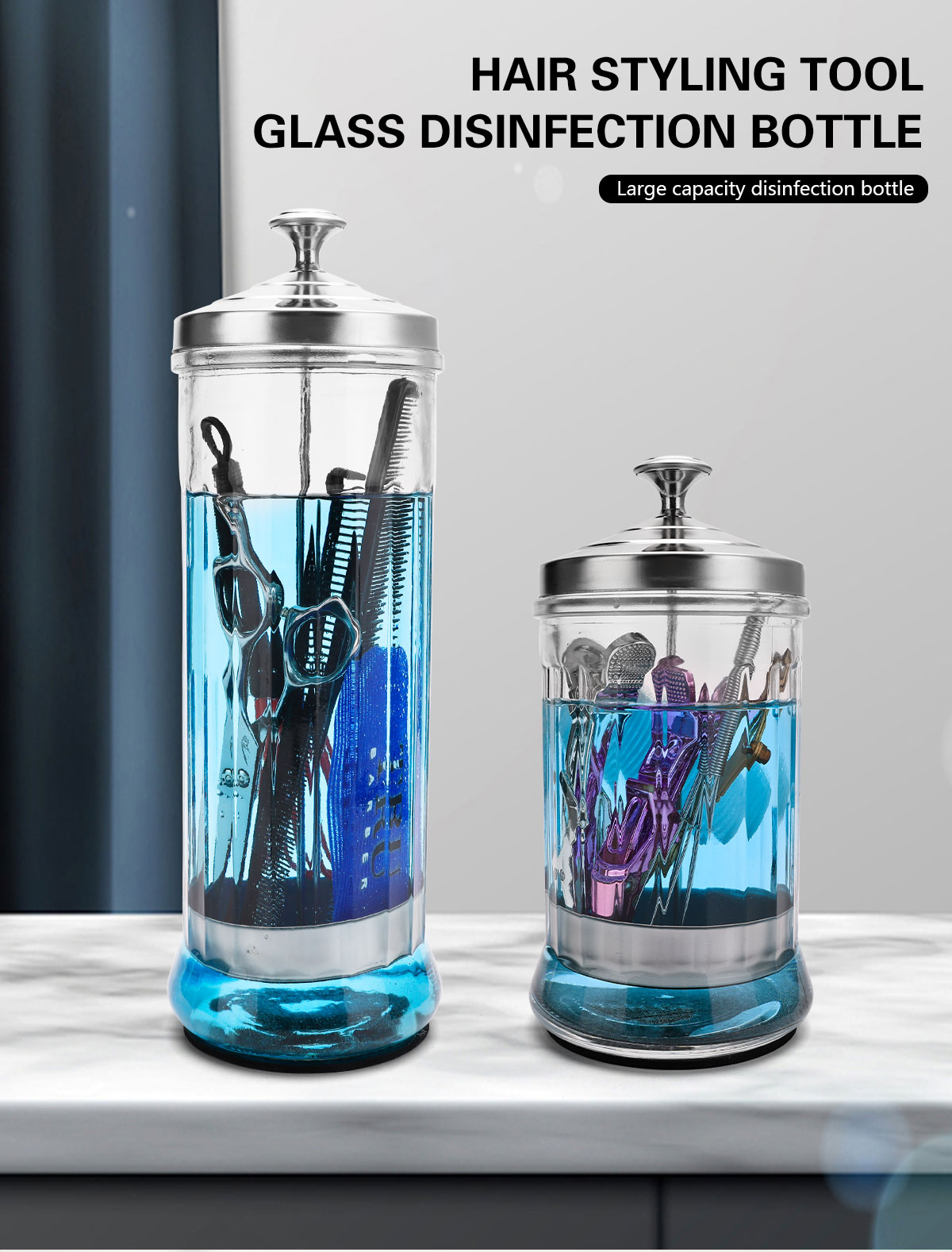 Barber Disinfectant Jar 50 Oz Manicure Disinfecting Jar with Removable ...