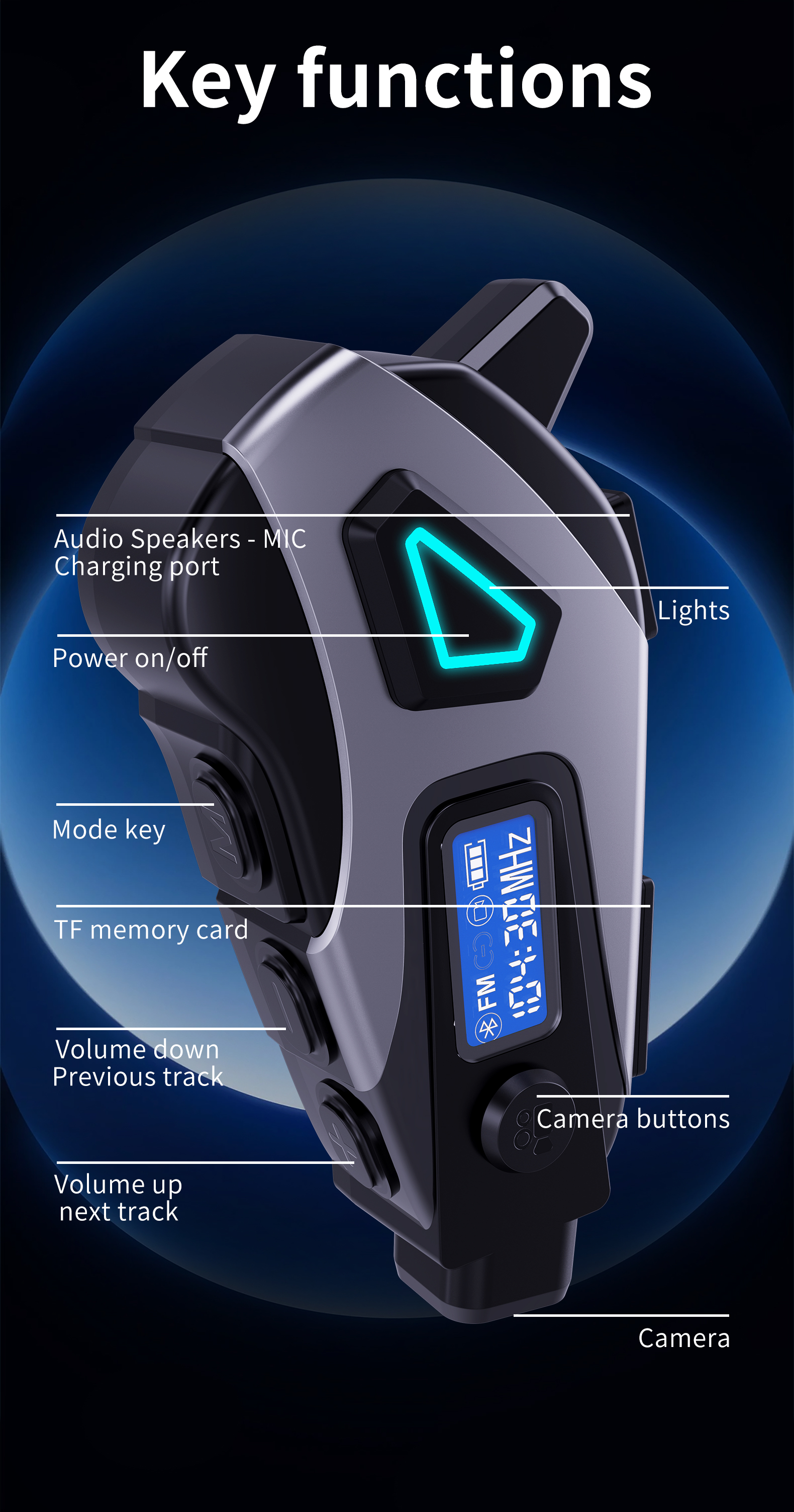 Motorcycle helmet Bluetooth earphones walkie talkie high-definition ...