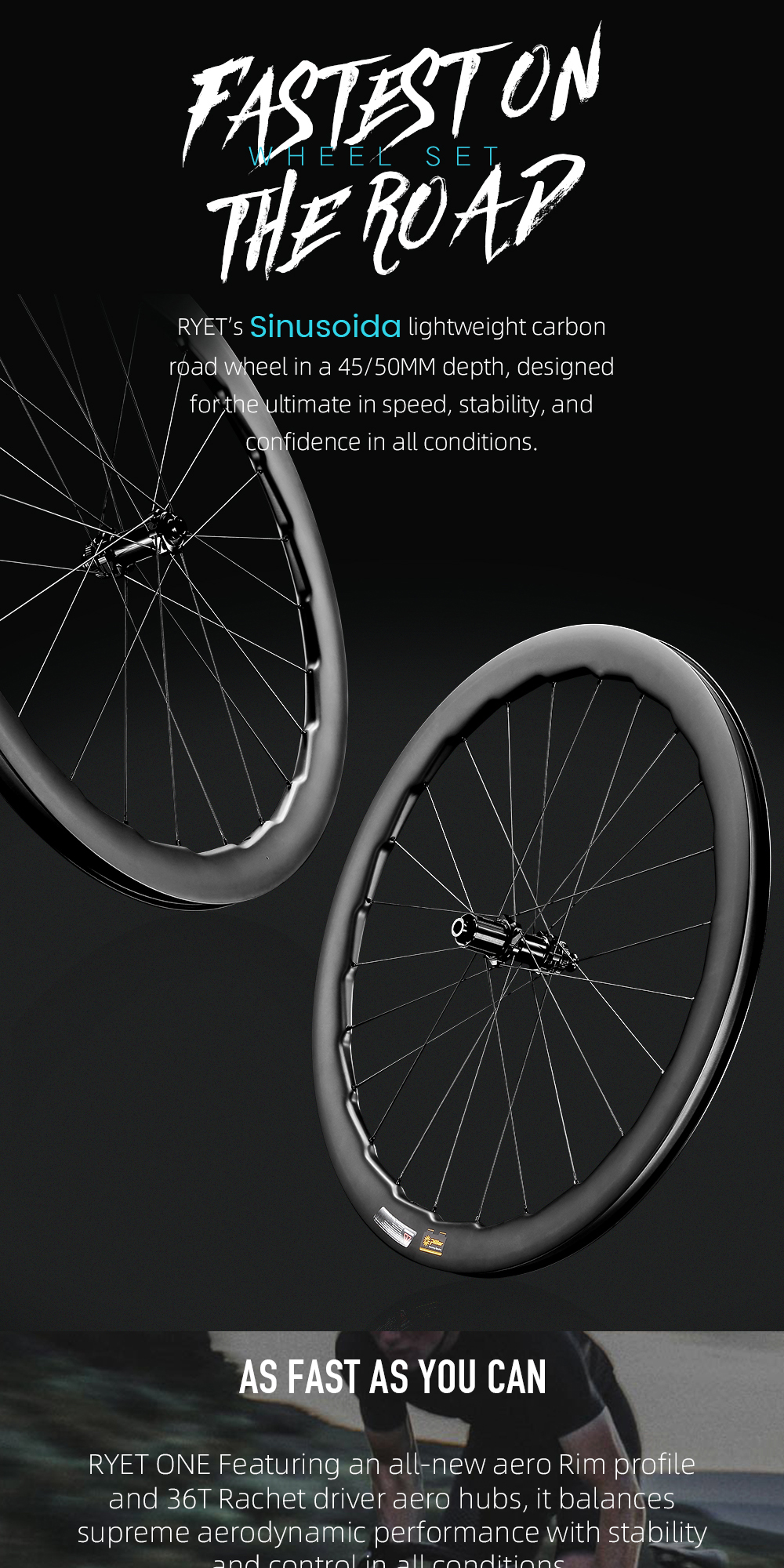 RYET Wheelset Carbon 700C Road Carbon Wheels Sinusoidal Bicycle Rimsets ...